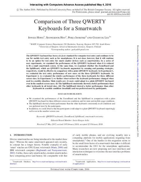Pdf Comparison Of Three Qwerty Keyboards For A Smartwatch