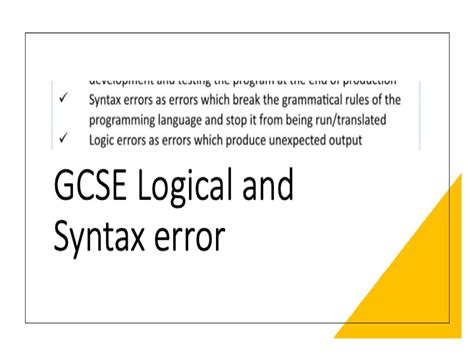 Ocr Gcse Revision Syntax And Logical Error Teaching Resources