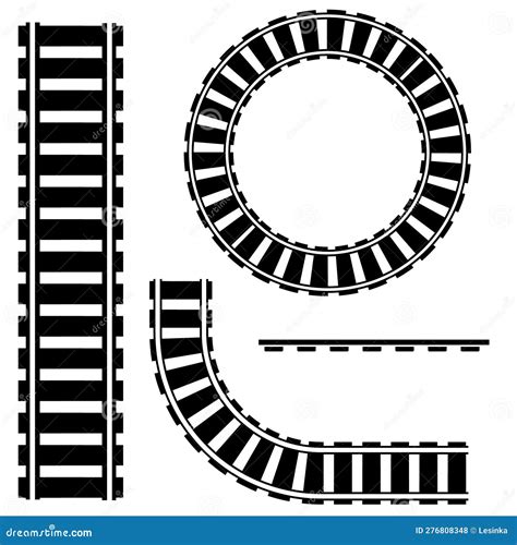 Curved Railway Rails Vector Isolated Illustration Stencil 276808348