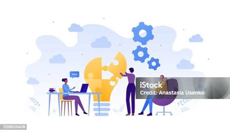 Концепция Успеха Командной Работы В Бизнесе Вектор Плоские Иллюстрации Людей Мужчина И Женщина