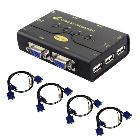 Buy Jidetech4 Port Vga Kvm Switch With Usb Hub And Audio Support Wireless Keyboard Mouse