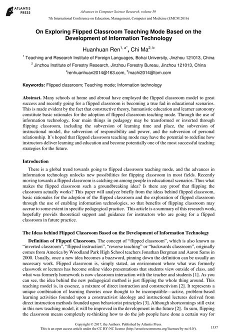 Pdf On Exploring Flipped Classroom Teaching Mode Based On The