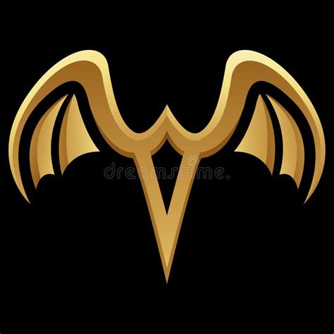 Golden Glossy Bat Wings On Black Background Stock Vector Illustration Of Design Icons 262934300