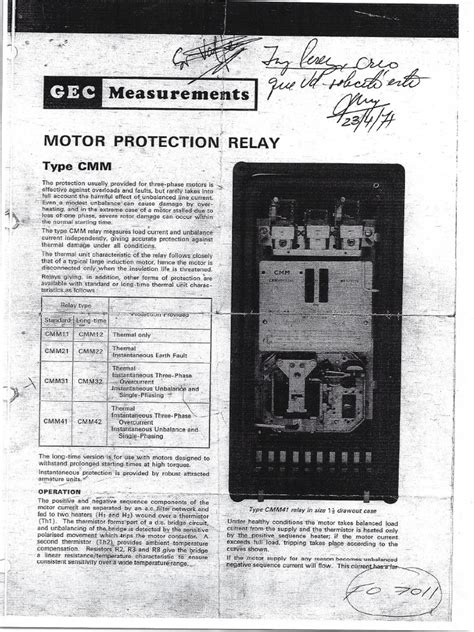 Gec Motor Protection Relay Protección Por Corriente Soplador Pdf Pdf