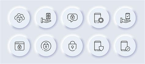 Premium Vector Security Neomorphic Line Icons Set Web Page Protection Password Reliability