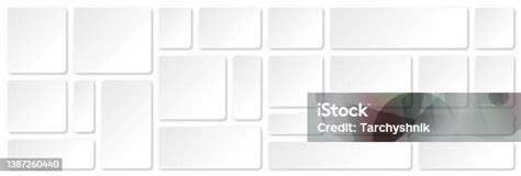 흰색 배경에 그림자가 분리된 빈 종이 배너 집합입니다 접착제 스티커 둥근 모서리라벨 벡터 일러스트레이션 던지기에 대한 스톡 벡터