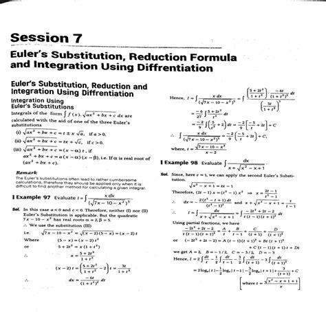 Solution Indefinite Integration Jee Euler S Substitution Reduction