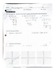 Algebra H Study Guide Equations Inequalities And Graphs Course Hero
