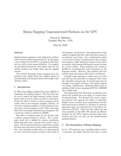 Bump Mapping Unparametrized Surfaces On The Gpu Pdf