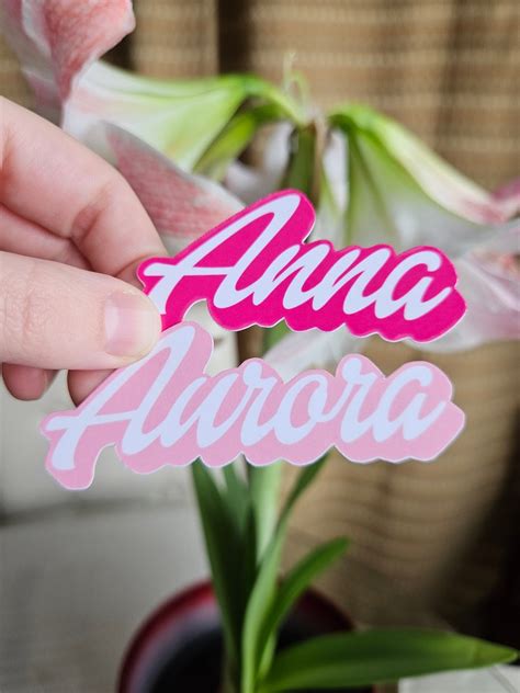 Custom Cursive Script Name Personalised Sticker Pastel Barb Decal Hot Pink Doll Pastel Pink Logo
