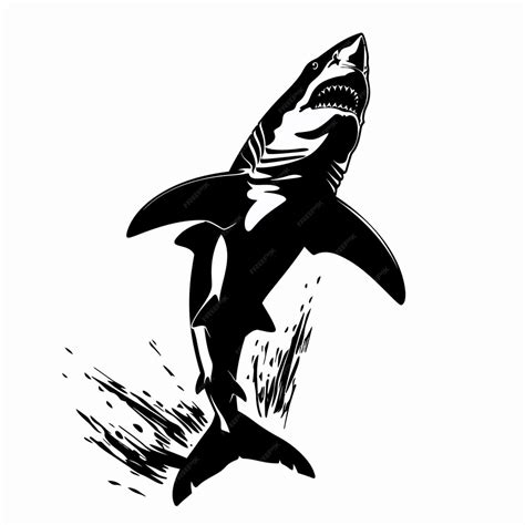 Premium Vector Black Silhouette Aggressive Shark Jump Attack