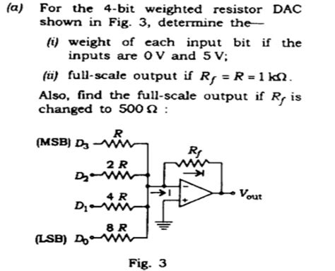 a for the 4 bit weighted resistor dac shown in fig 3 determine the i
