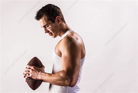 Athletic Man Holding Football Stock Image F018 9560 Science Photo