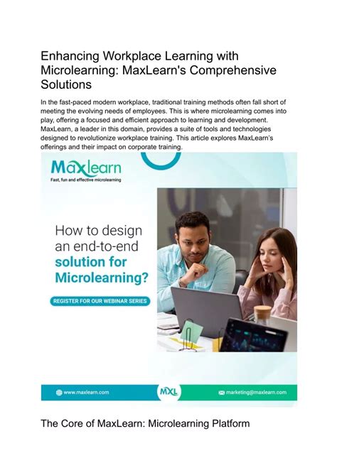 Ppt Enhancing Workplace Learning With Microlearning Maxlearns Comprehensive Solutions