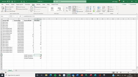 SUMIF COUNTIF Functions In Excel JPL Leicestershire UK