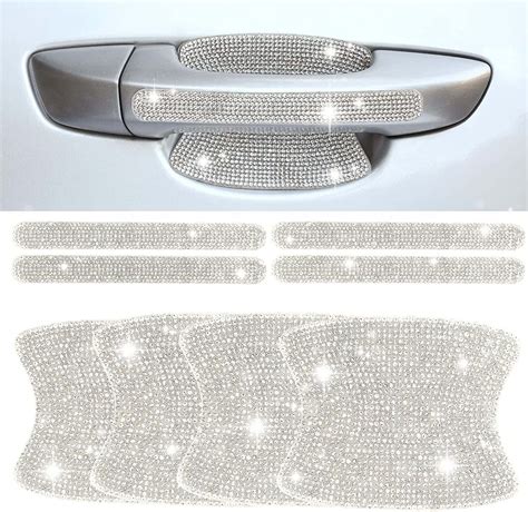 8pcs Bling Car Door Handle Protector Stickers Universal Crystal Rhinestone Glitter Car Door
