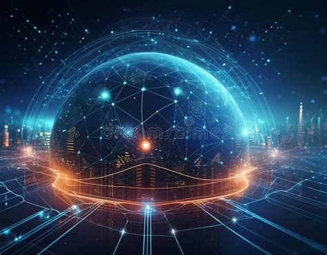 Abstract Digital World Illustration With Interconnected Nodes And
