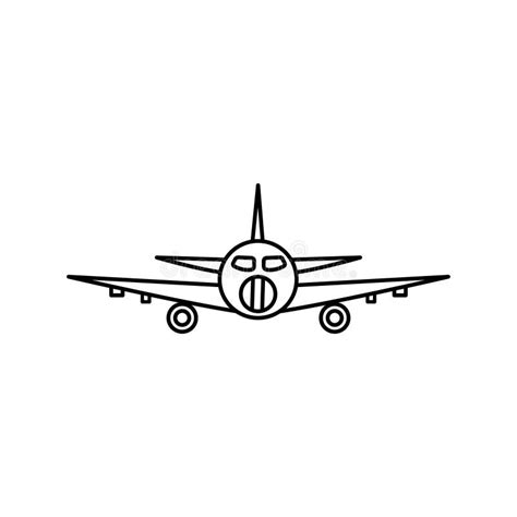Plane Front View Icon From Airport Terminal Collection Thin Linear Plane Front View Plane