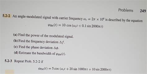Solved 5 2 2 An Angle Modulated Signal With Carrier