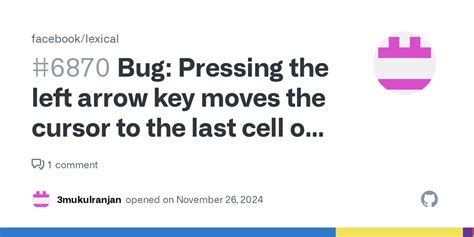 bug pressing the left arrow key moves the cursor to the last cell of