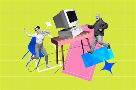 Composite Collage Picture Image Of Funny Pensioner Young Girl Celebrate