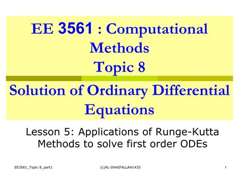 Ppt Ee 3561 Computational Methods Topic 8 Solution Of Ordinary