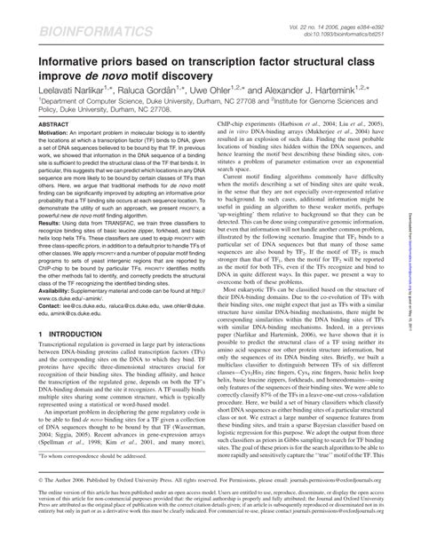 Pdf Informative Priors Based On Transcription Factor Structural Class Improve De Novo Motif