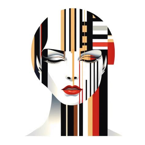 Premium Ai Image Abstract Geometric Composition Modern Woman With Striped Stripes