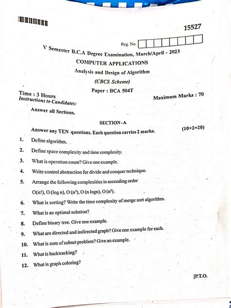 Bca 5th Sem Analysis And Design Of Algorithm F Pdf