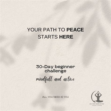 30 Days Mindful Challenge Beginner All You Need Is You