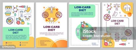 저탄수화물 다이어트 브로셔 템플릿 케톤 생성 영양 전단지 소책자 전단지 인쇄 선형 일러스트레이션이있는 커버 디자인 잡지 연례 보고서 광고 포스터에 대한 벡터 페이지 레이아웃