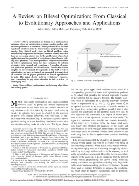A Review On Bilevel Optimization From Classical To Evolutionary Approaches And Applications