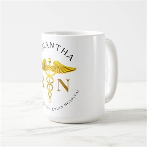 Gold Caduceus Registered Nurse Name Coffee Mug Zazzle