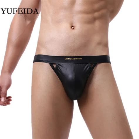 Tangas De Piel Sintética Para Hombre Suspensorio Ropa Interior Gay
