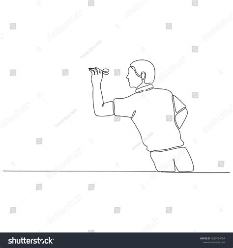 Continuous Line Drawing Sport Dart Vector Stock Vector Royalty Free