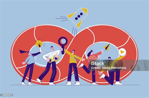 Devops Teamwork Concept Programming Coding Testing Launching Software