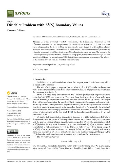 Pdf Dirichlet Problem With L1 S Boundary Values