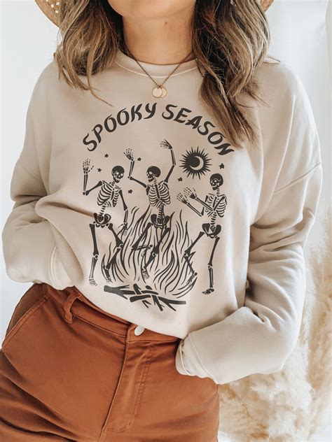 Dancing Skeleton Spooky Season Halloween Crewneck Skeleton Sweatshirt