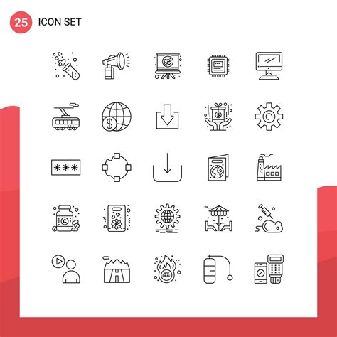 Pictogram Set Of 25 Simple Lines Of Hardware Storage Fan Cpu Presentation Editable Vector Design