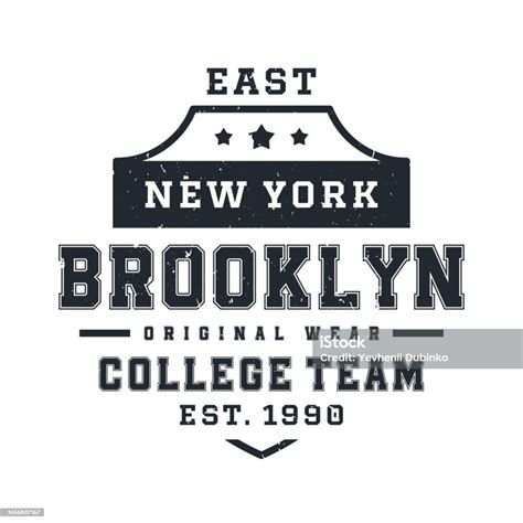 뉴욕 브루클린 티셔츠 디자인 미국 대학 스타일의 티셔츠 프린트 디자인 대학 및 대학 스타일의 티셔츠 프린트를 위한 운동 타이포그래피 0명에 대한 스톡 벡터 아트 및 기타