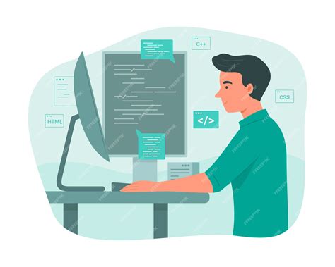 Premium Vector Programmer Man Process Coding For Software Development