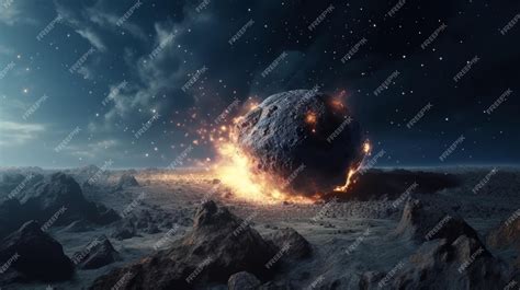 Premium Photo Meteor Crash On Land Background