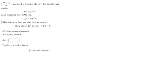 Solved If NMyNx Q Where Q Is A Function Of X Only Then Chegg