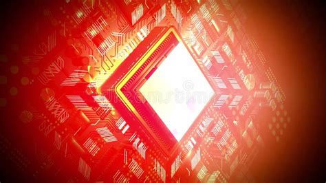 Computer Processor In Red Color Palette Stock Video Video Of Machine Blinking 362982093