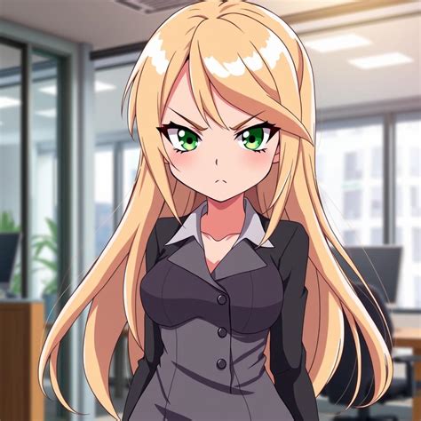 Anime Girl With Long Blonde Hair And Brown Eyes