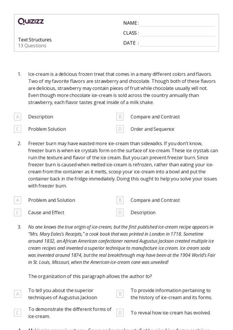 50 Analyzing Text Structure Worksheets For 7th Grade On Quizizz Free Printable