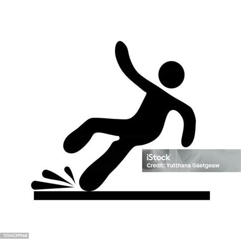 젖은 바닥 기호현대 스타일의 떨어지는 남자 흰색 배경에서 격리 벡터 일러스트레이션eps 건강관리와 의술에 대한 스톡 벡터 아트