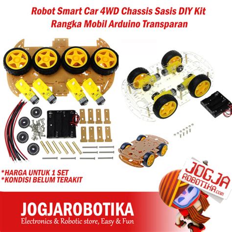 Jual Robot Smart Car 4wd Chassis Sasis Diy Kit Mobil Arduinoo Transparan Kab Sleman