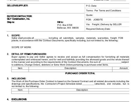 Purchase Order Contract Template 16 Purchase Order Templates Docs Word