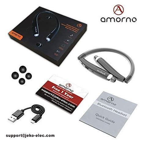 Amorno Bluetooth Headphones Foldable Wireless Neckband Headset With